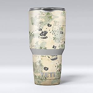 Design Skinz The Vintage Map of Pirate Islands - Skin Decal Vinyl Wrap Kit Compatible with The Yeti Rambler Cooler Tumbler Cups