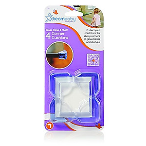 Dreambaby GLASS TABLE & SHELFCORNER, White, 4 Pack