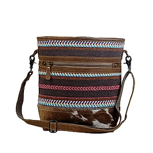 Myra Bag Tiered Shoulder Bag Upcycled Cotton & Cowhide Leather S-2872