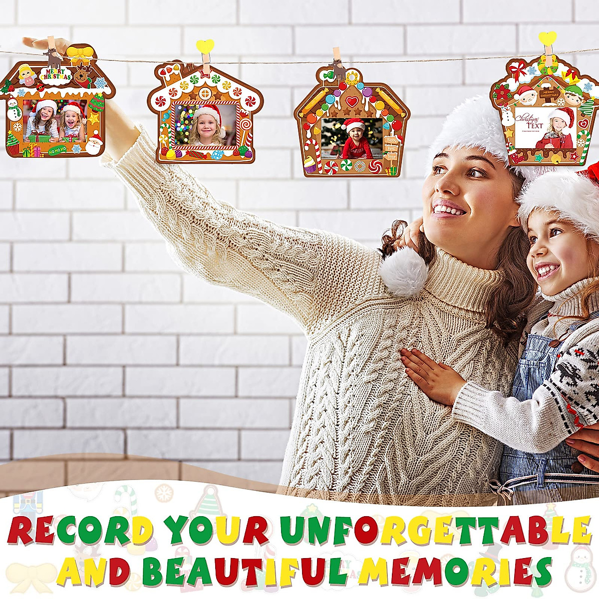 Funrous Christmas Picture Frame Box Ornaments Hanging Decorations DIY Craft Set for Tree Xmas Party (24 Pcs)