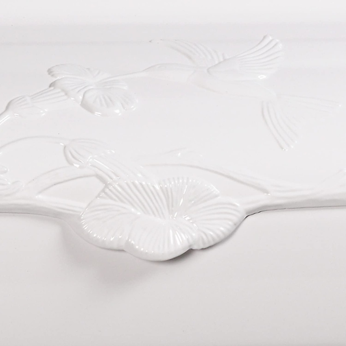 Cast Aluminum Metal Decorative Mailbox with Newspaper Hooks, Easy to Install Wall Mount, Rustproof, Heavy Duty, Hummingbird Horizontal Mail Box for Outside Porch - 17” x 5” x 12.75” (White)