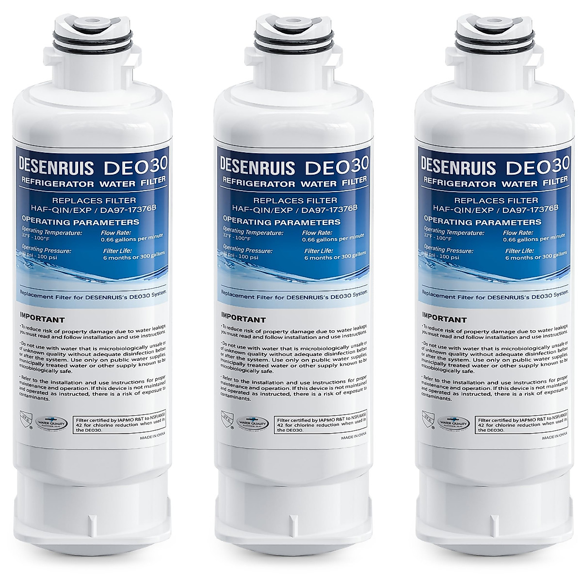 DESENRUIS Water Filter Replacement Compatible with Samsung HAF-QIN, HAF-QIN/EXP, DA97-17376B, DA97-08006C, RF23M8070SG, RF23M8070SR, RF23M8090SG, RF23M8570SR, Pack of 3