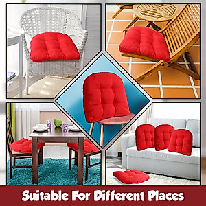Barydat 4 Pcs Outdoor Chair Cushions 18.9 x 18.9 Inch Patio Furniture Cushion Overstuffed Seat Cushion Chair Pad with Round Corner for Indoor Chair(Red)