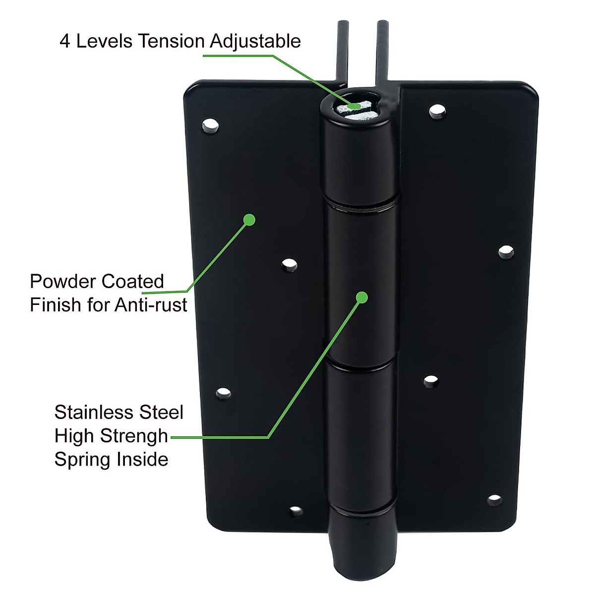 Gudwells Aluminum 5 3/4” Self Closing Metal Safety Gate Hinge for Residential Pool Safety Gate Aluminum Vinyl Iron Wood Gate, Self Closing Force Adjustable Spring Hinges (Sold as a Pair)