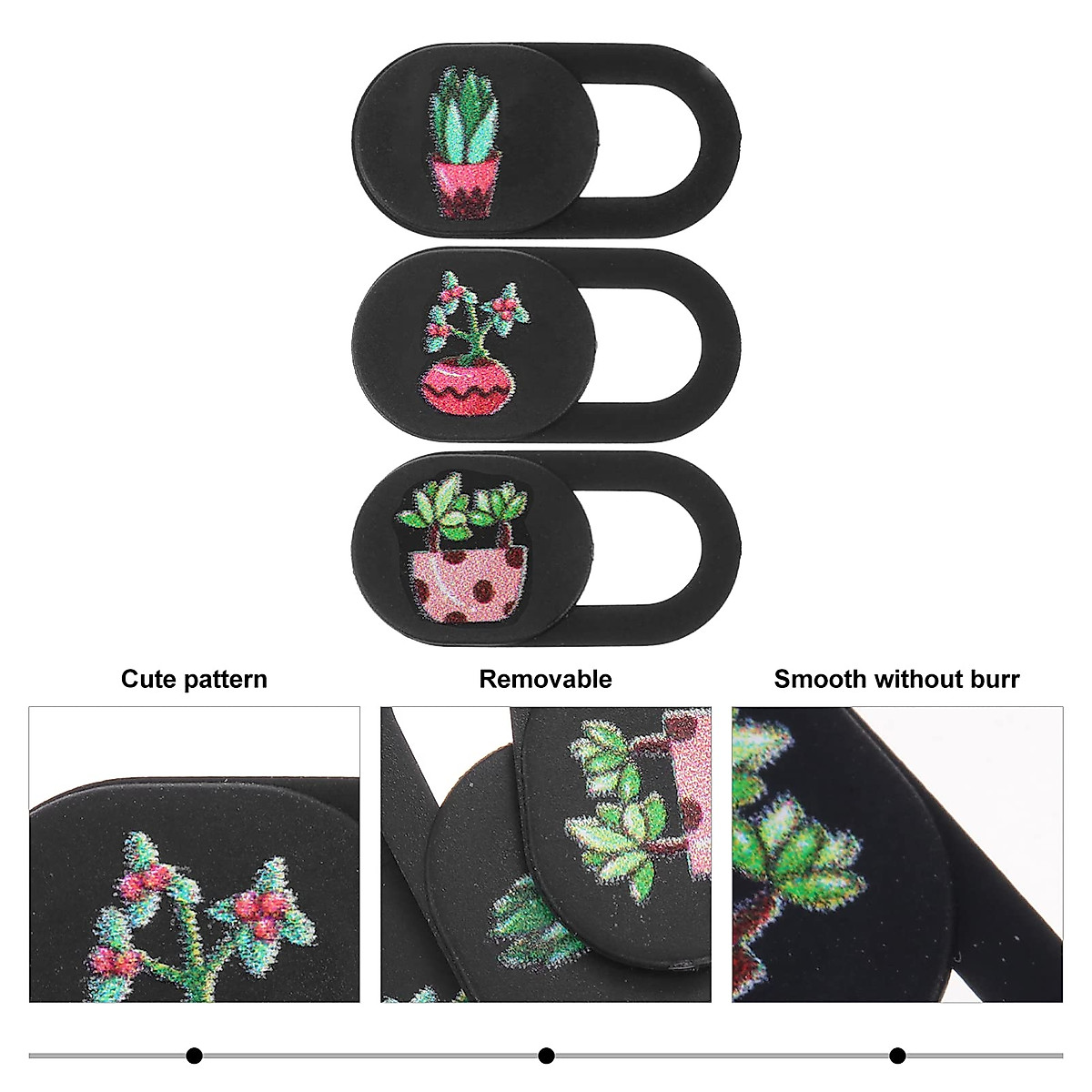 Mikikit Cellphone Camera Covers 3pcs Camera Cover Flat Abs Plastic Shield Webcam Covers