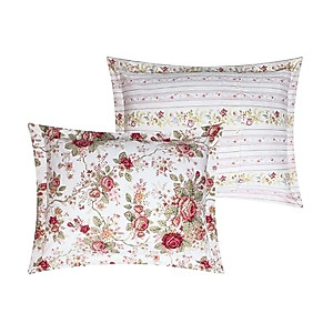 Greenland Home Antique Rose 100% Cotton Floral Duvet Cover Set, 3-Piece King/Cal King, Ivory