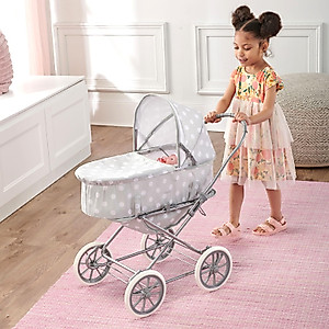 Badger Basket English Style Doll Stroller – Fits 18 to 22-inch Dolls, Classic Pretend Play Toy with Adjustable Canopy