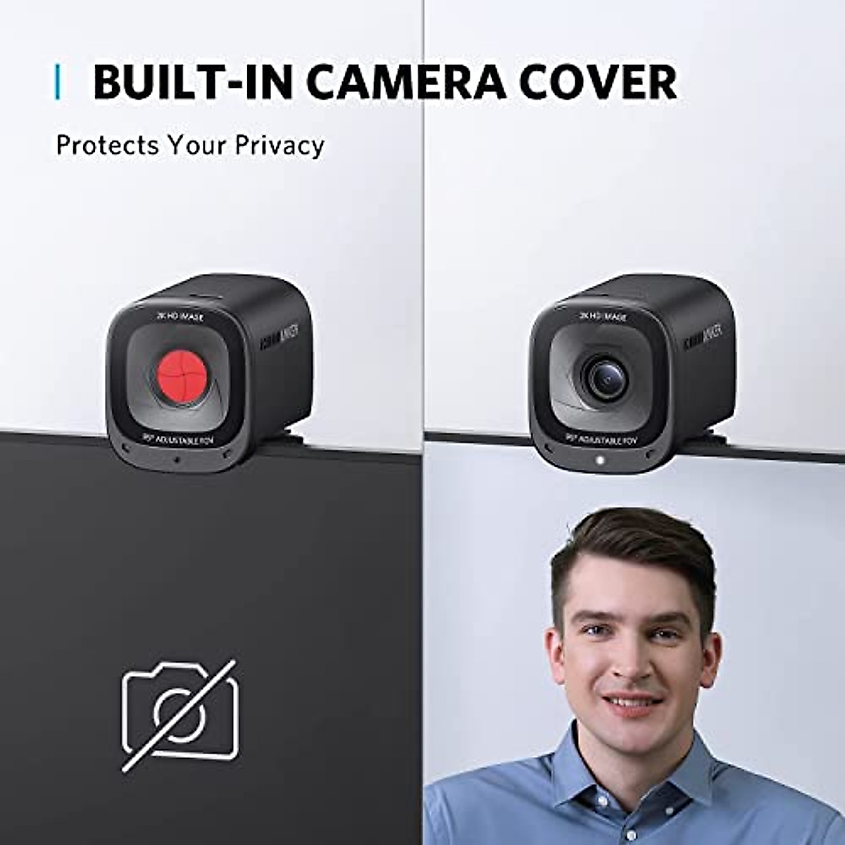 Anker PowerConf C200 2K USB Webcam & Anker PowerConf S3 Bluetooth Speakerphone Home Office Bundle, Look Bright in Low Light, Built-in Privacy Cover, App Control, Bluetooth 5, USB C Conference Speaker