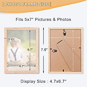 ATOBART 5x7 Picture Frame, OAK Wood Photo Frame with Perspex Glass for Vertical or Horizontal Tabletop Wall Display for Photos, Paintings, Posters, Artwork, Birthday Christmas Gift, Set of 6