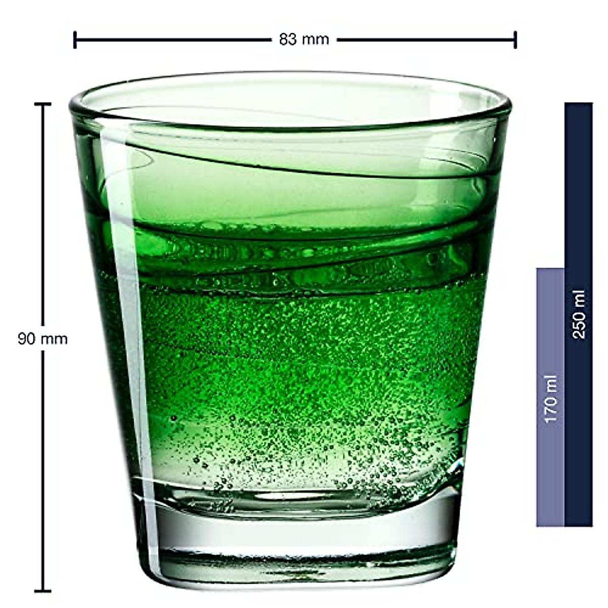 Leonardo Vario Struttura Drinking Glass, 1 Piece, Dishwasher Safe Water Glass, Colourful Glass Drinking Cup, Juice Glass, Green, 250 ml, 026840