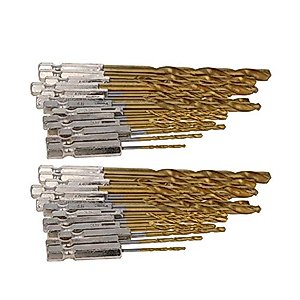 Utoolmart Hex Shank Drill Bit Set, 26pcs (13Pcs x 2Set) HSS Titanium Coated Impact Twist Drill Bits Set, 1/4" Hex Shank Screw Metric Tap Drill, for Wood, Steel, Metal, Plastic