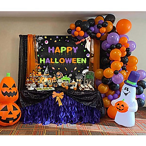 Avezano Happy Halloween Backdrop Spooky Ghost Party Banner for Kids Halloween Party Background Halloween Home Wall Decorations(7x5ft)