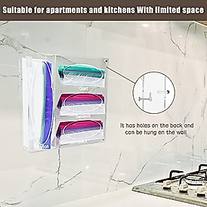 Locisne Acrylic Ziplock Bag Storage Organizer, Baggie Organizer Dispenser for Kitchen Drawer and Wall Mount with Lid