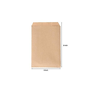Z ZICOME Flat Brown Kraft Paper Bags, 4" x 6", 100 Pcs