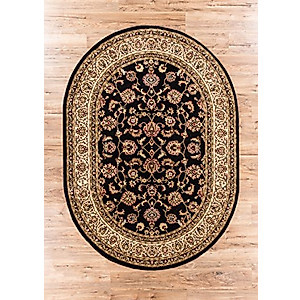 Well Woven Barclay Sarouk Traditional Rug, 3'11" x 5'9" Oval, Black