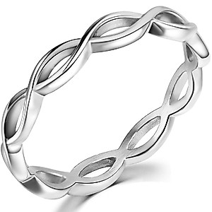 Jude Jewelers Stainless Steel Braided Knotted Waved Stackable Wedding Band Promise Statement Ring (Silver, 8)