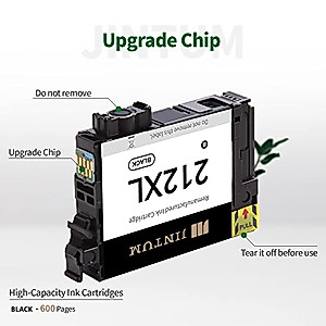 JINTUM 212XL Ink Cartridge Black Remanufactured Epson 212 Ink Cartridges for Epson 212XL T212XL for use with Expression Home XP-4100 XP-4105 Workforce WF-2850 WF-2830 Printer (2 Black)