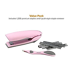 Bostitch Office Velvet No-Jam Stapler Value Kit, Includes Staples and Magnetic Staple Remover, Pink (B326-PP-VLT-PNK) (BOSB326PPVLTPNK)