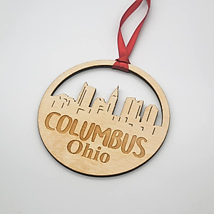 Columbus Christmas Ornament - Wooden City Skyline - Ohio OH