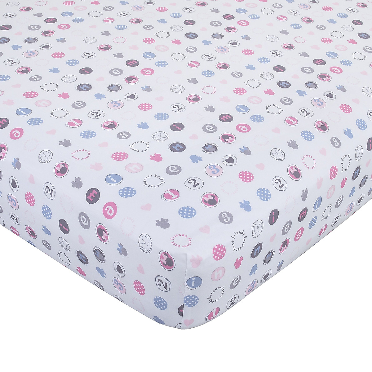 Disney Minnie Mouse Pretty in Pink 3 Piece Nursery Crib Bedding Set, Pink, Grey, Rose