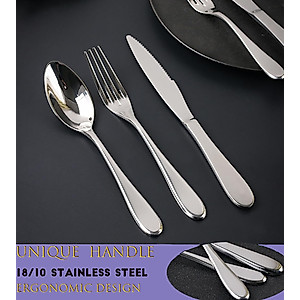 Thomaso 40 Piece Modern Cutlery Silverware Sets for 8,1810 Stainless Steel Flatware,Silver Forks and Spoons Silverware Set,Unique Thicken Handle Utensil Set,Dishwasher Safe