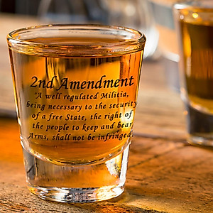 Patriots Cave 2ND Amendment To The Constitution | 2 oz Bourbon Whiskey Shot Glass | Patriotic Old Fashioned Shot Glasses For Men | Retirement Gifts For Men | 21st Birthday Shot Glass | Made In USA