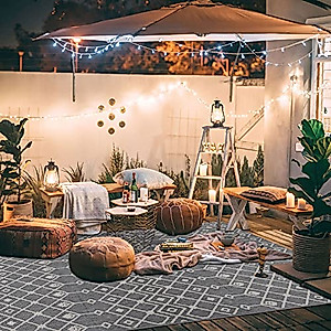 Patio Rug for Entrance Bohemian 5x8Ft Grey Area Rug Indoor Outdoor Rug Textured Weave Floor Carpet Durable Washable Rug for Patio,Home,Picnic,Camping