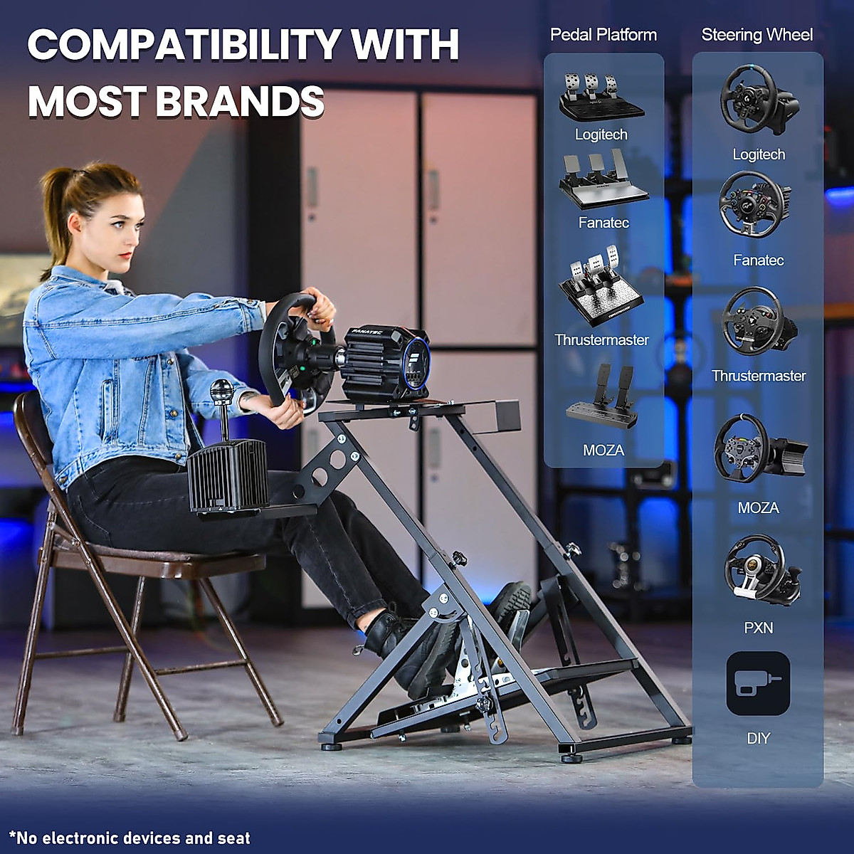 Marada Racing Steering Wheel Stand X Frame Compatible for G29,G920,T300RS,T150 New Upgrade Racing Simulator Cockpit Foldable Adjustable Wheel, Shifter,Pedals and Handbrake NOT Included