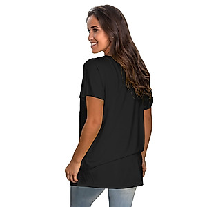Tshirts for Women Short Sleeve Summer Tops 2024 Trendy Black Womens T Shirts Loose Fit XL