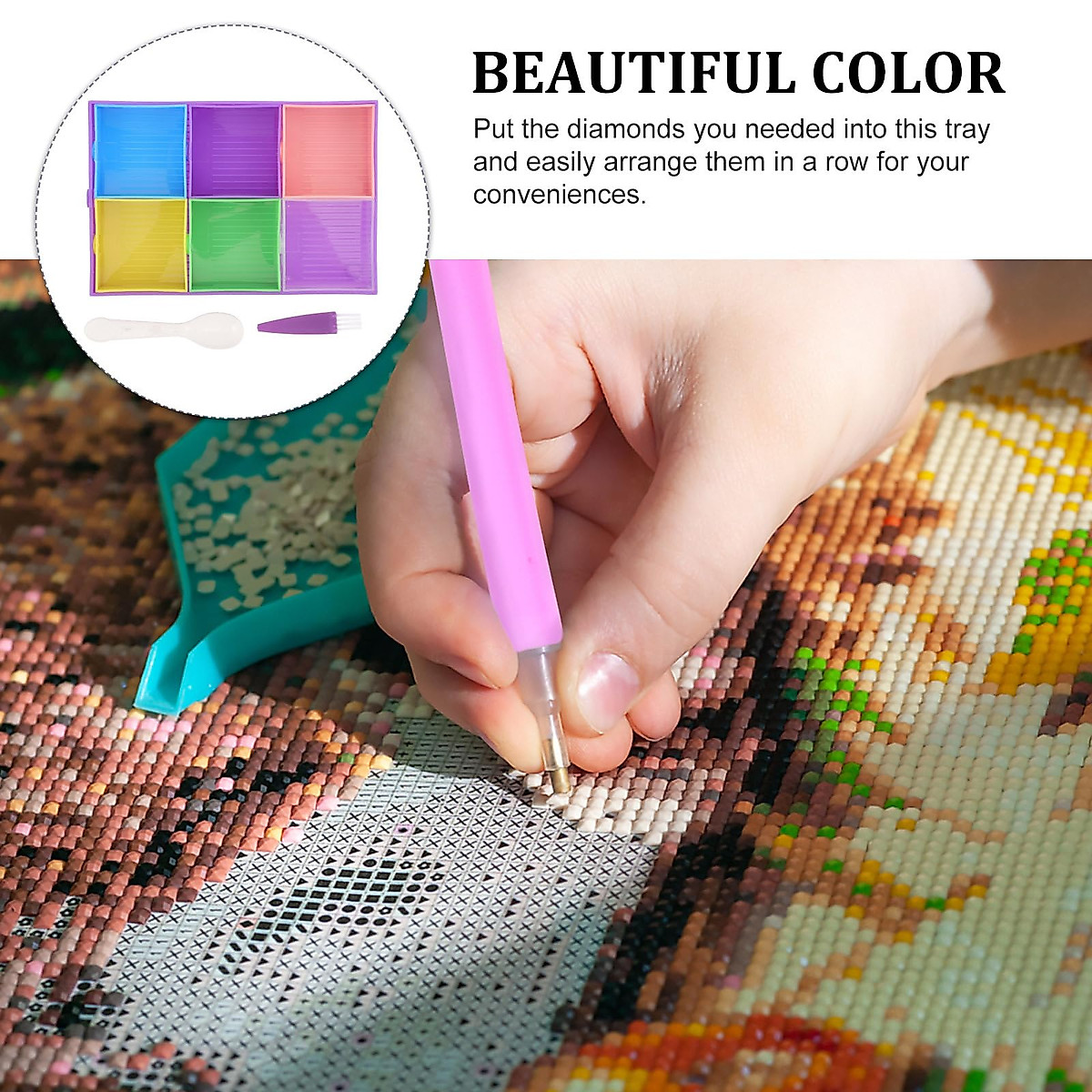 SHINEOFI 1 Set Diamond Drawing Tray Bead Holder Tray Jewelry Funnel Mix Picture Dot Beads Rhinestone Bead Container Crafts Rhinestone Tray Organizer Plastic Diamond Sorting Tray