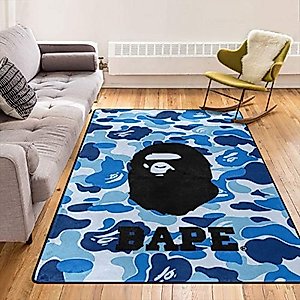 Ba-pe Blue Camo Logo Poster Modern Area Rug,Throw Rugs Carpet Floor Pad Rugs Bathroom Rug Mat Yoga Mat Home Decor for Kitchen/Living/Bedroom/Playing Room