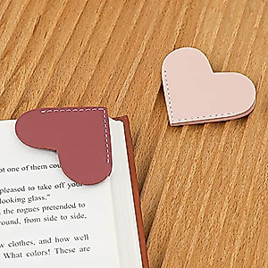 Leather Heart Bookmark,2 pcs Bookmarks for Women,Portable Book Marks Women Gift,Book Accessories for Reading Lover,Cute Handmade Book Reading Gift for Book Lovers