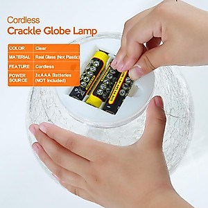 Crackle Globe LED Lamp Battery Operated, Lighted Glass Orb for Festival Christmas Decoration, Gold Mercury Glass Ball Light for Living Room Indoor, Glowing Night Light Ball Lamp, Sphere Table Lamp