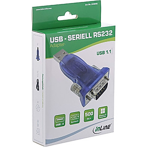 InLine 33304A Serial Adaptor Male A and Male Sub D with USB Extension 9 Pin 0.2m, USB