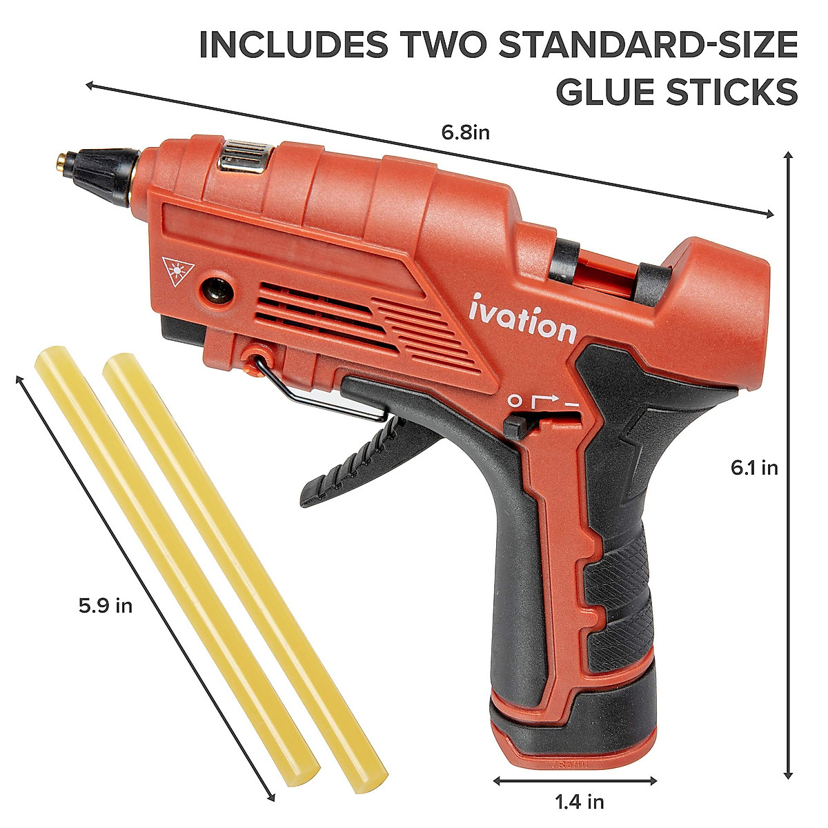 Ivation Cordless Butane Powered Glue Gun, Fast Heat-Up Gas Powered Hot GlueGun with Self-Regulating Temperature for DIY Projects, Arts & Crafts, Woodworking, Home Repairs Gift Decorations & More