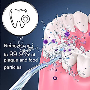 MAKJUNS Water Flosser Cordless Teeth Cleaner with 3 Modes 4 Jets Rechargeable IPX7 Waterproof Dental Oral Irrigator for Travel Home Braces(Ivory Black)