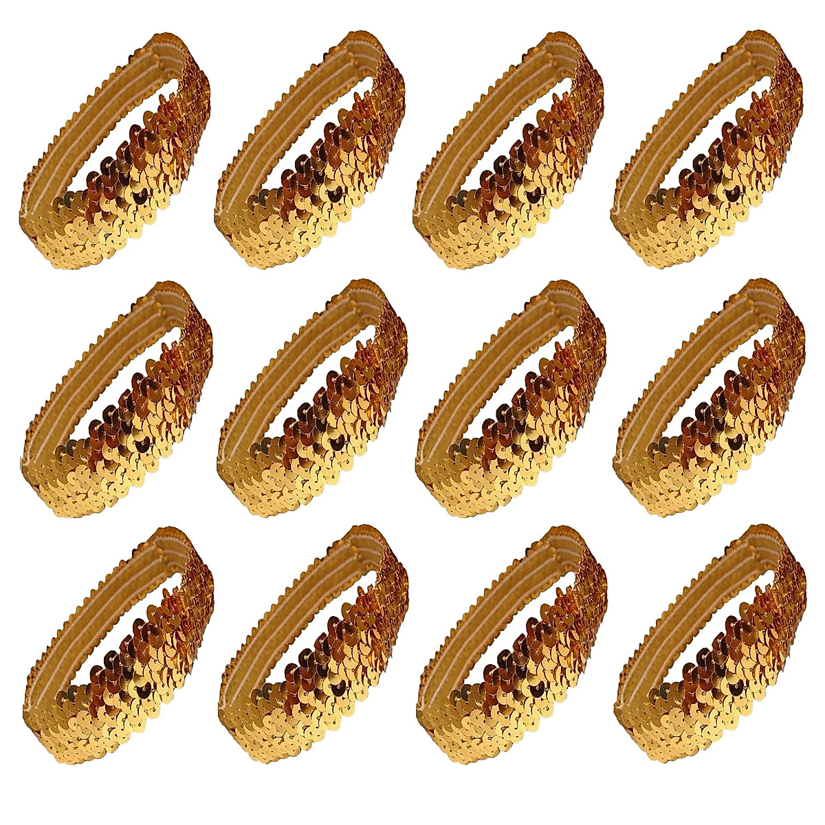 12 Sequin Headbands U PICK (Available in LOTS of COLORS) Elastic Stretch Sparkly Fashion Headband for Teens Girls Women Softball Pack Volleyball Basketball Dance Set Sports Teams Store By Kenz