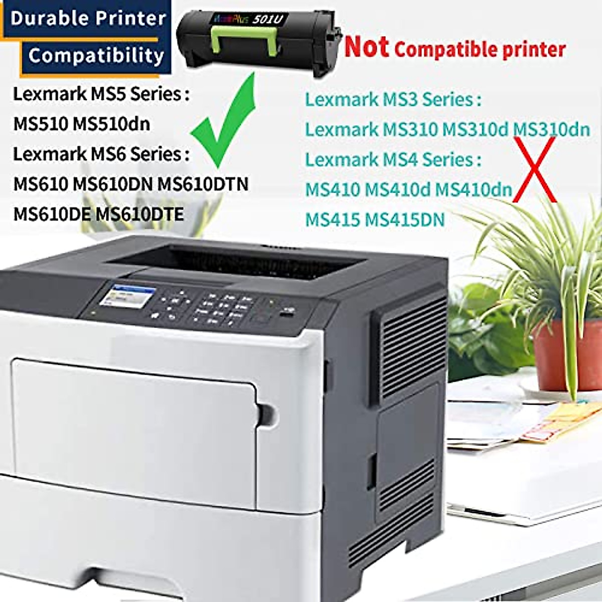 WorkPlus Remanufactured for Lexmark 50F1U00 501U Toner Cartridge for MS510 MS510dn MS610dn MS610 MS610de MS610dtn MS610dte Printer(1XBlack 20,000 Pages )