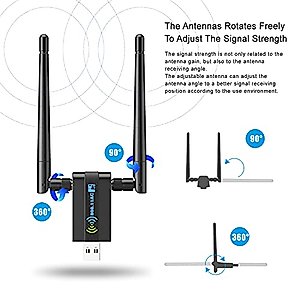 Wireless USB WiFi Adapter for PC: 1300Mbps WiFi USB, 802.11AC WiFi Adapter for Desktop PC, Dual Band WiFi Dongle Wireless Adapter for WIN7 8 10 11 XP MAC Linux, USB Computer Network Adapters