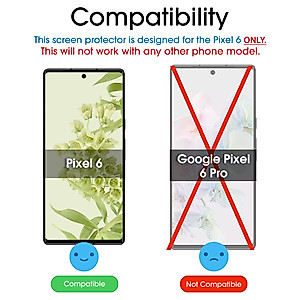 amFilm Screen Protector for Google Pixel 6, 0.26mm Thickness HD Clear, Anti-Scratch Bubbles-Free, Tempered Glass, 3 Pack