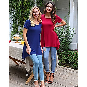 POPYOUNG Womens Summer Short Sleeve Plus Size Tunic Tops Casual Swing Blouse Shirt 4XL, White Lily