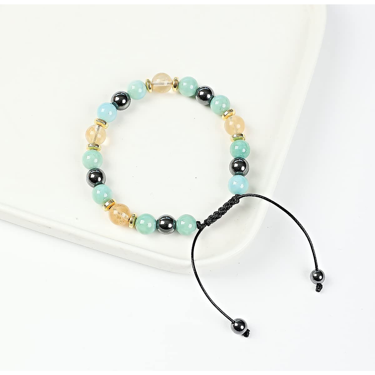 BFGFGO Citrine Crystal Goals Manifestation Bracelet for Money and Good Luck Wealth Bracelet. Authentic Gemstones Citrine Crystal Turquoise