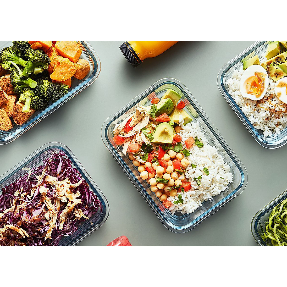 M MCIRCO 36oz Glass Meal Prep Containers set of 5 and 30Pcs Glass Food Storage Containers Set