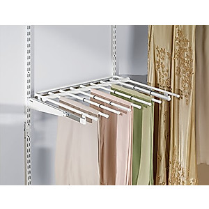 Rubbermaid Configurations Classic Closet Kit, White, 3-6 Ft, Wire Shelving Kit with Expandable Shelving and Telescoping Rods & Configurations Pants Rack, Holds 7 Pairs of Pants, Non-Slip