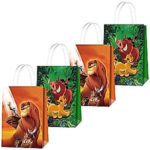 ANYMONYPF 16 Packs of Lion Paper Bag Theme Party Gift Bag Birthday Gift Bag Snack Candy Bag Childrens Party Supplies