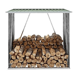 shubiao Garden Log Storage Tool Shed, Backyard Storage, Outside Storage Sheds, Bike Storage Shed Galvanised Steel 163x83x154 cm Green