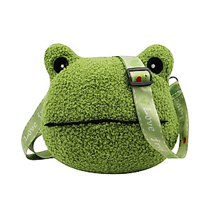 RARITYUS Cute Frog Crossbody Shoulder Bag Coin Purse Plush Mini Cartoon Satchel Handbags for Kids Girls Boys Women