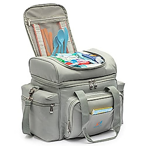 XXX-Extra Large Multiple Meals Cooler Bag (XXX-14x13x9.5 in)-Dual Insulated Compartment, Heavy Duty Fabric, Thick Insulation, Reinforced Stitches. Not for Everyday Use-Too Large.