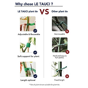 LE TAUCI Plant Ties, Garden Tape for Plant, Reusable Adjustable Thicker Support for Growing, Strong Grip, Tomato Vines Indoor Outdoor, Gardening Gifts for Men (25 ft x 0.47 Inch, 1 roll, Green)