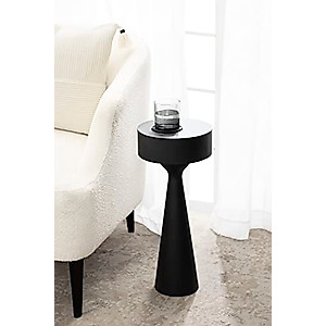 Kate and Laurel Solbrett Modern Sculptural Drink Table with Unique Round Design and Weighted Base for Stability, 10x10x22, Black